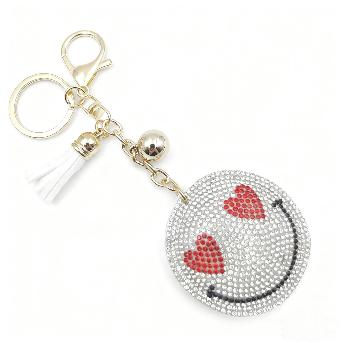 Wholesale Smiley Face Rhinestone Keychain – Crystal Leather Bag Charm